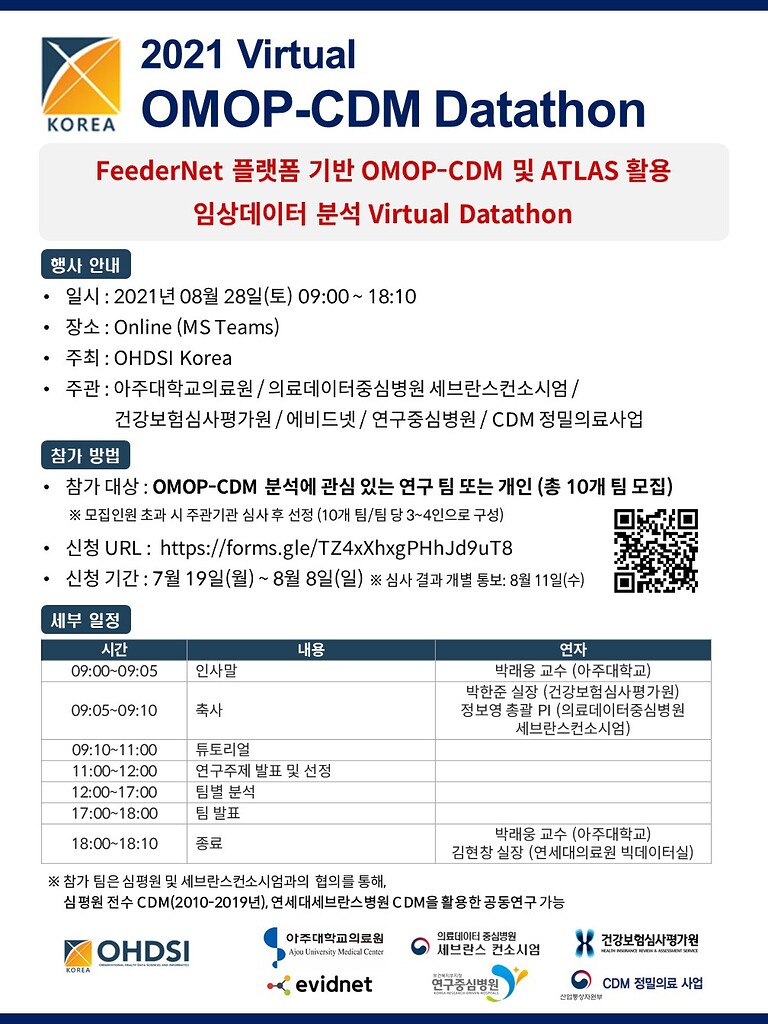 2021 Virtual OMOP-CDM Datathon 안내 - OHDSI in Korea - OHDSI Forums