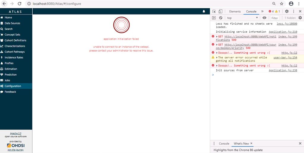 Unable to connect to an instance of the WebAPI after updating to Atlas 2.7.8 - Implementers ...