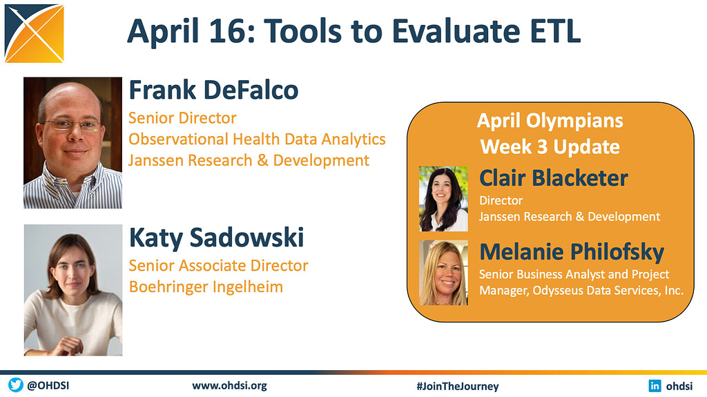 April 16 Community Call: Tools to Evaluate ETL - General - OHDSI Forums